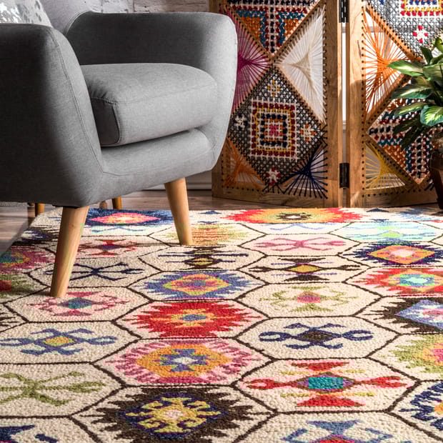 Tikal Kaleidoscope Wool Cream Rug
