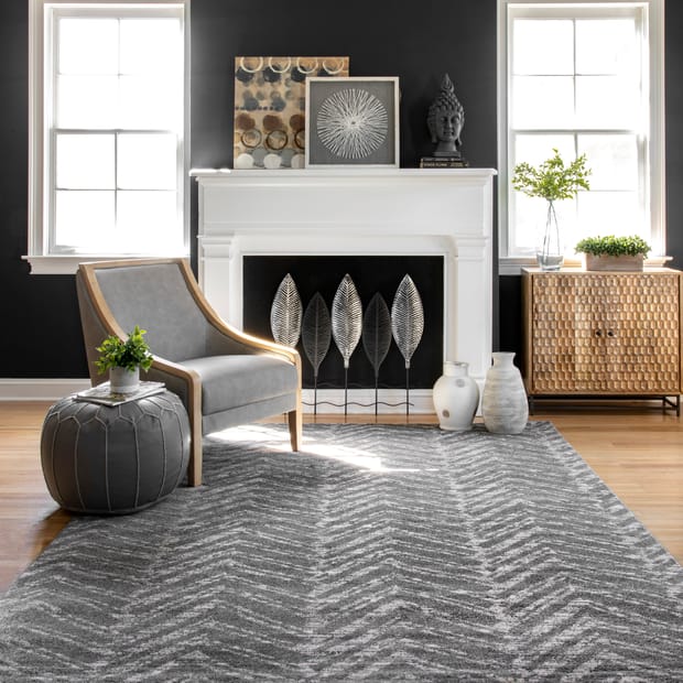 Gray Chevron Area Rug